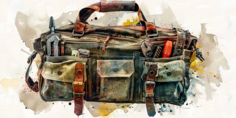 A Tool Bag Filled with Various Tools and Equipment Stock Image - Image ...