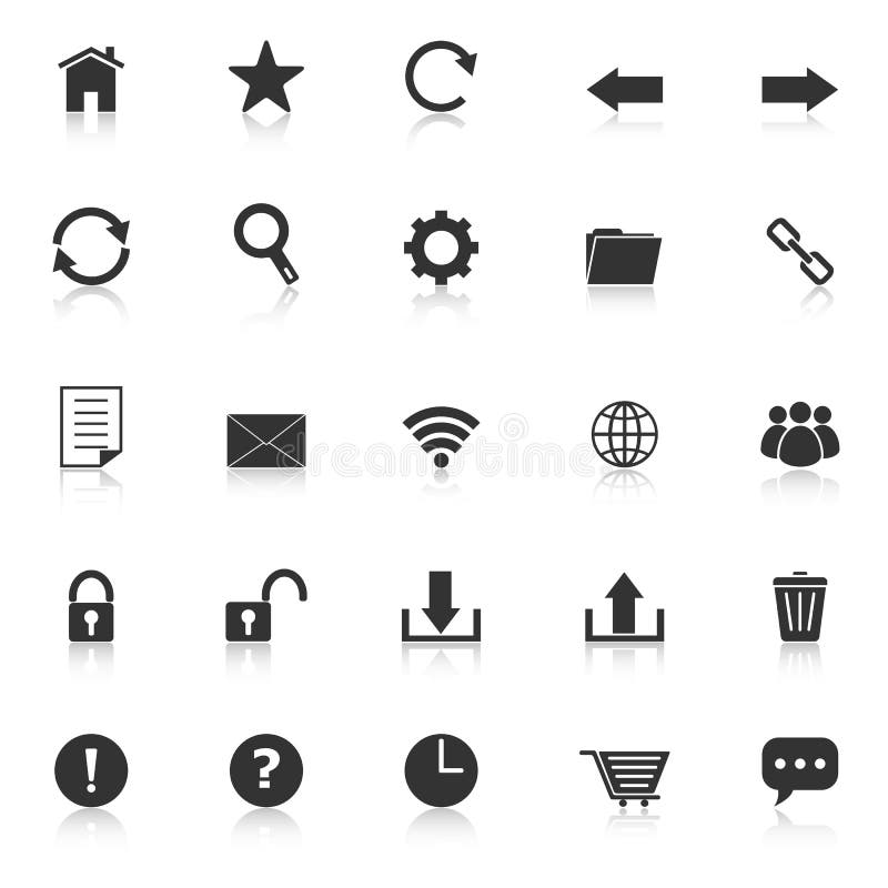 Tool Bar Icons with Reflect on White Background Stock Vector ...