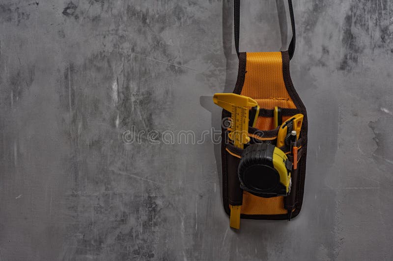 Tool Belt with Essential Construction Tools Such As a Measuring Tape ...