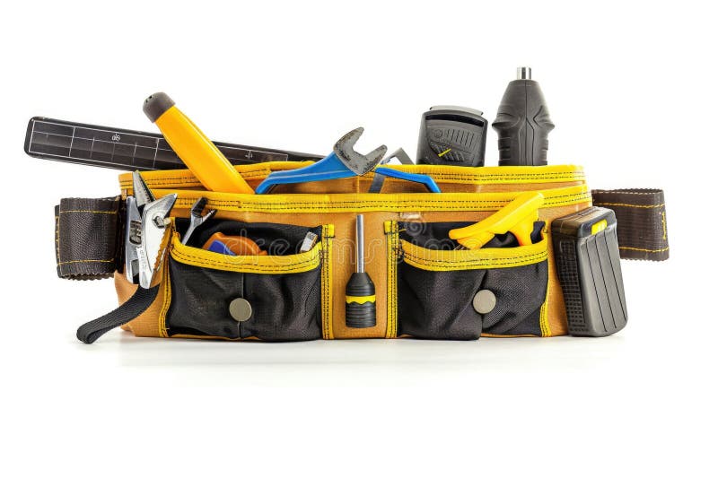 A Tool Belt Filled with Various Tools on a Clean White Surface Stock ...