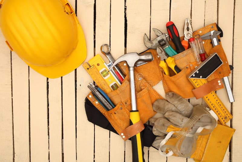 Tool belt and tools stock photo. Image of goggles, improvement - 111085934