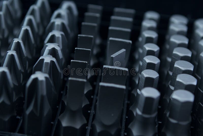 Tool bits in a row stock image. Image of together, hand - 23298729