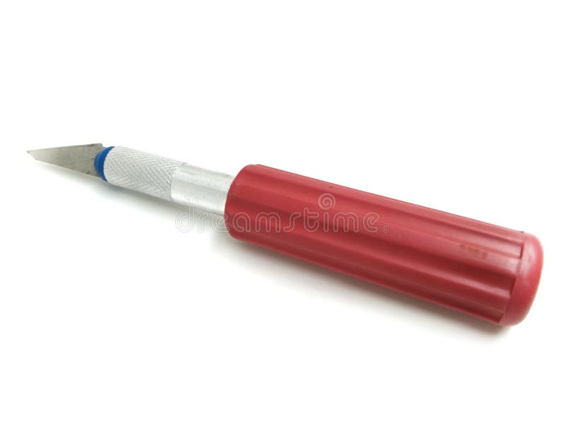 Tool Blade Red Handle on a White Stock Image - Image of danger, detail ...