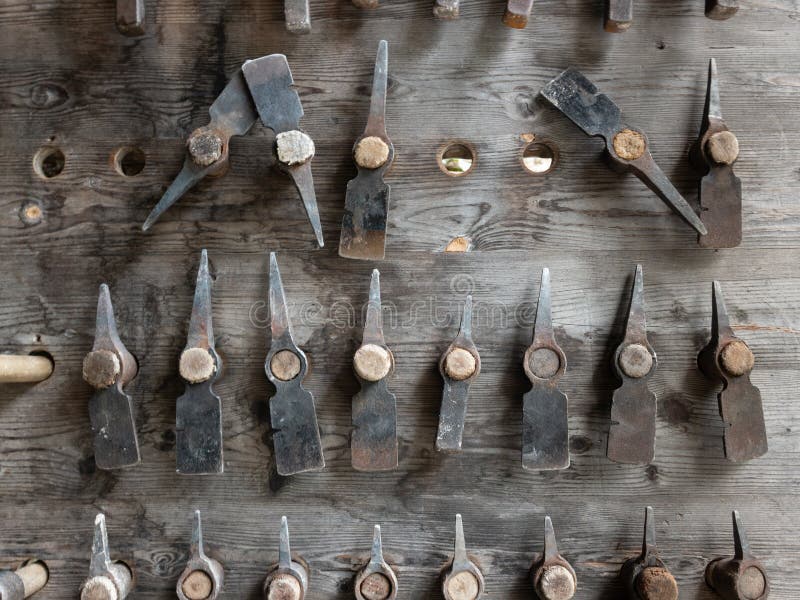Tool Board of a Miner with Hammer Stock Photo - Image of vintage ...