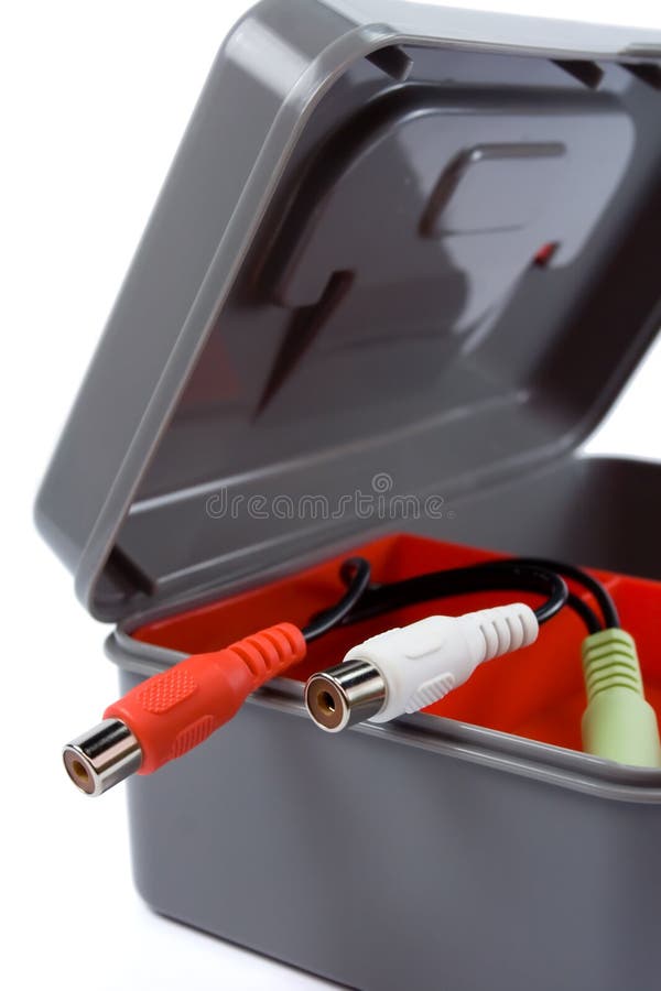 Tool box with audio plugs stock photo. Image of cable - 8894280