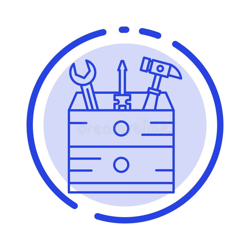 Tool, Box, Carpenter, Tools Blue Dotted Line Line Icon Stock Vector ...