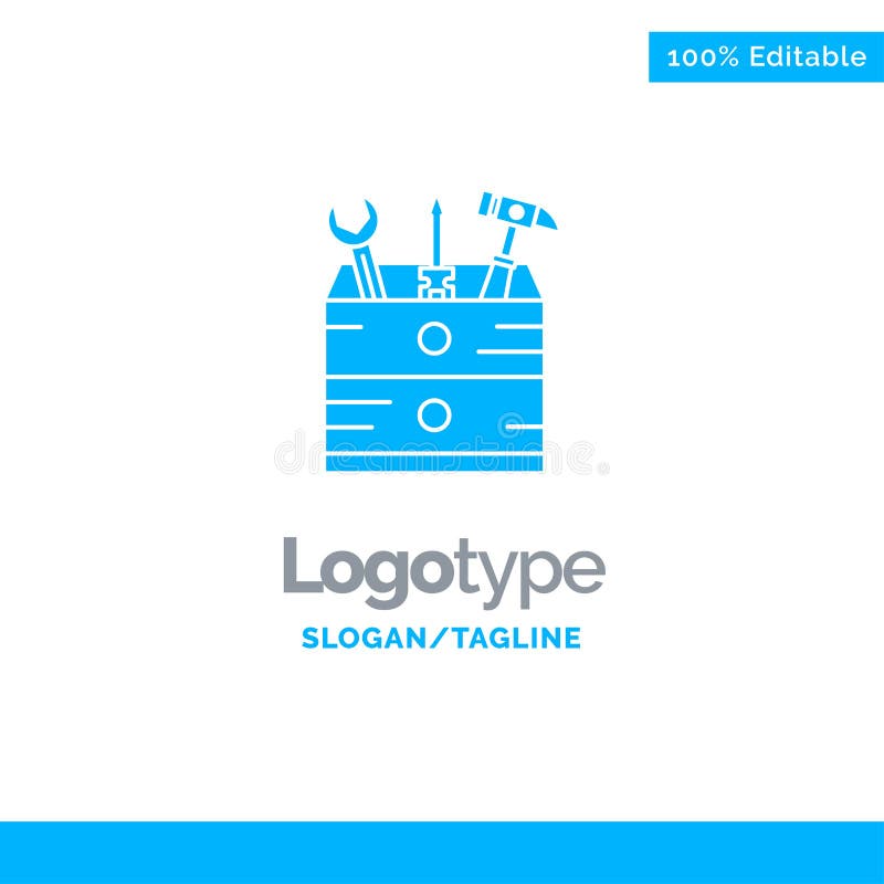 Tool, Box, Carpenter, Tools Blue Solid Logo Template. Place for Tagline ...
