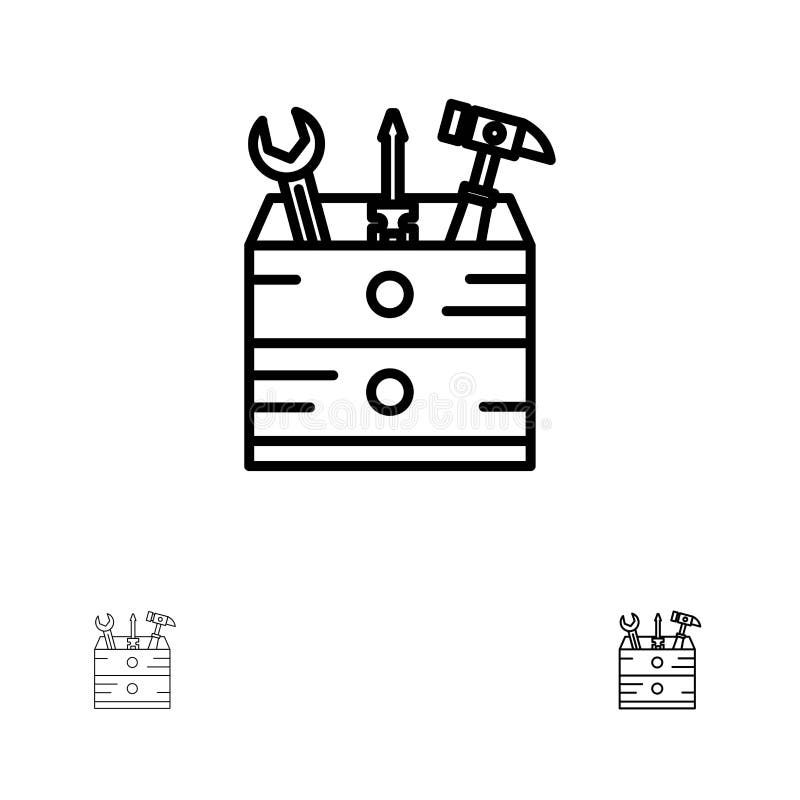Tool, Box, Carpenter, Tools Bold and Thin Black Line Icon Set Stock ...