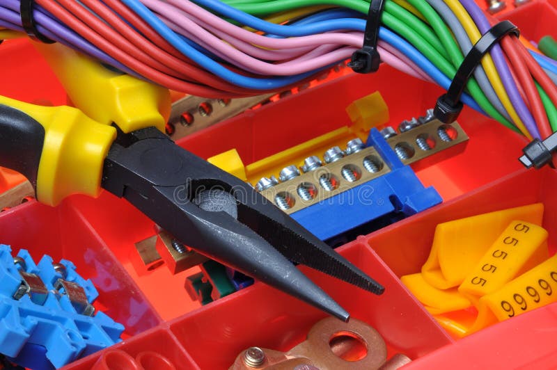 Tools and Components of Electrical Installations Stock Image - Image of ...