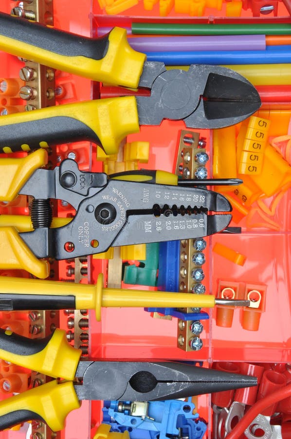 Tool Box with Electrical Tools and Components Stock Image - Image of ...