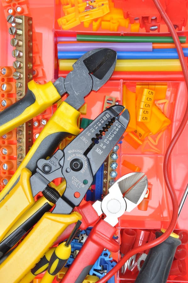 Tool Box with Electrical Tools and Components Stock Image - Image of ...