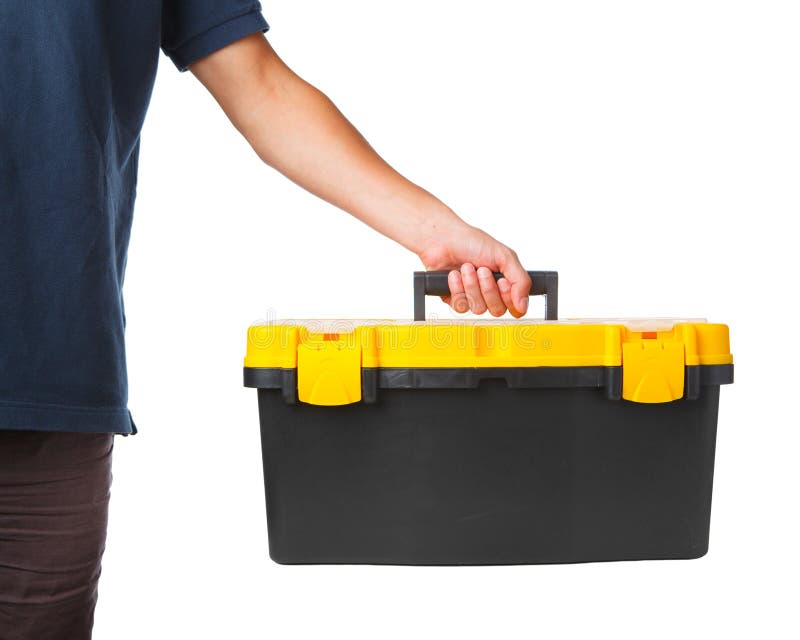 Tool box in hand stock photo. Image of manual, equipment - 44192612