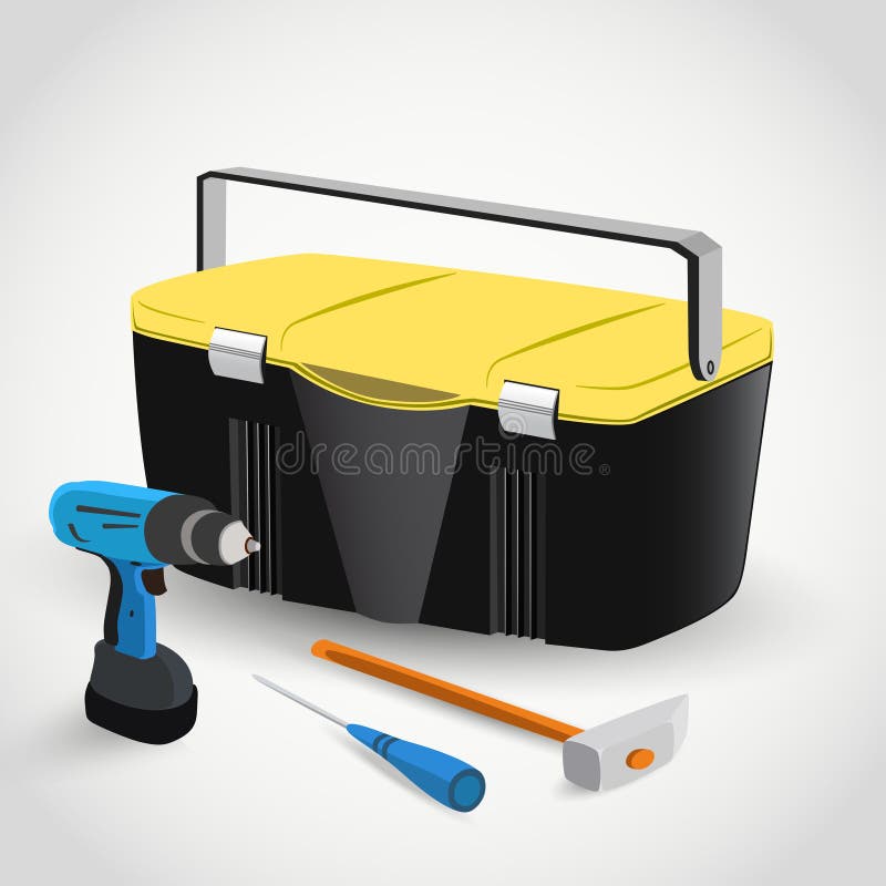 Tool Box with instruments stock illustration. Illustration of tool ...