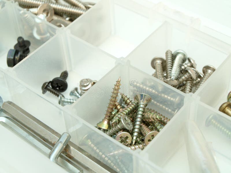 Tool box with screws stock photo. Image of detail, metallic - 12250772