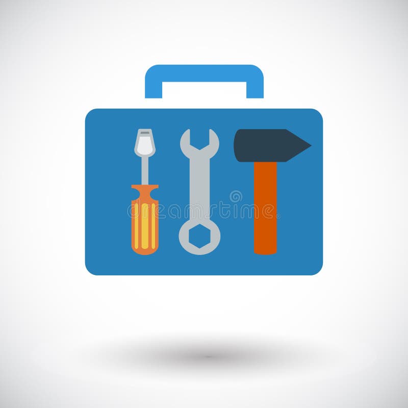 Tool box single flat icon. stock vector. Illustration of industry ...