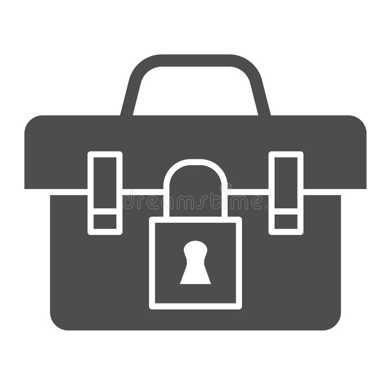 Tool Box Solid Icon. Suitcase with Repair Service Tools, Locked Toolbox ...