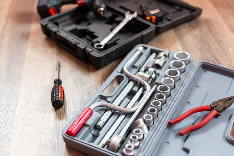 Tool Box. Toolset with Interior Compartments To Keep Wrenches, Ring ...