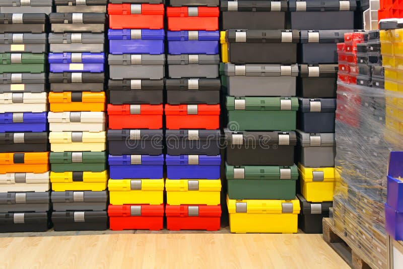 Tool boxes stock photo. Image of container, color, colourful - 32653436
