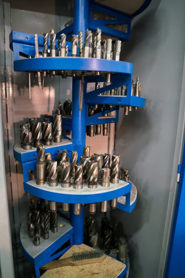 Tool Cabinet at the Factory for CNC Machine Stock Photo - Image of iron ...
