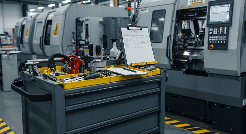 Tool Cart with Checklist in Manufacturing Facility Workshop Stock ...