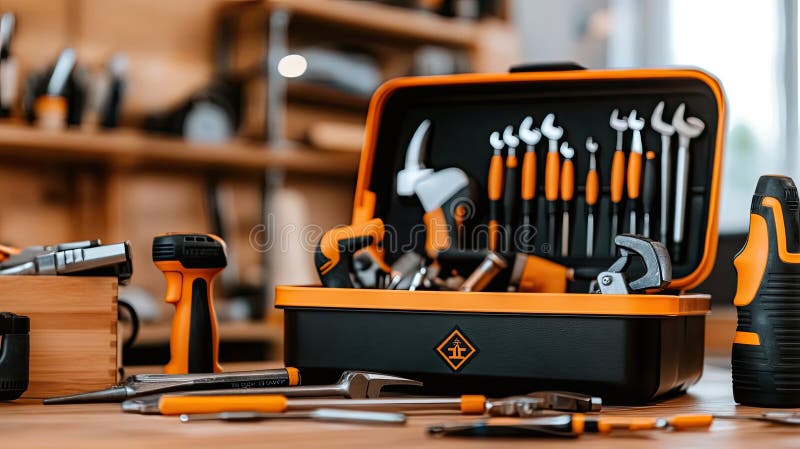Tool Case Displays Electric Drill, Screwdriver Components, and Various ...