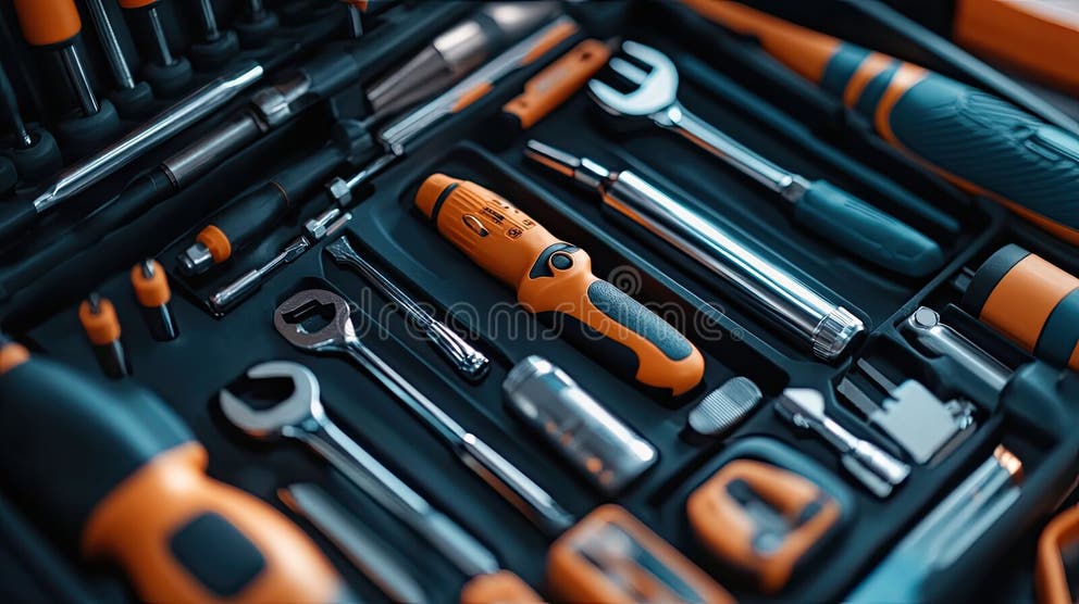 Tool Case Displays Electric Drill, Screwdriver Components, and Various ...