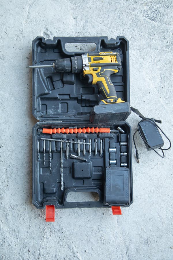 Tool Case Electric Drill. Screwdriver Components Stock Image - Image of ...