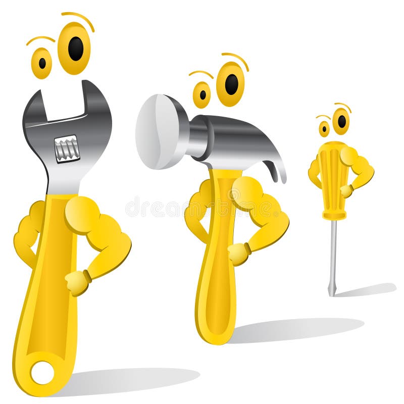 Cartoon Construction Worker Characters Set. Stock Vector - Illustration ...