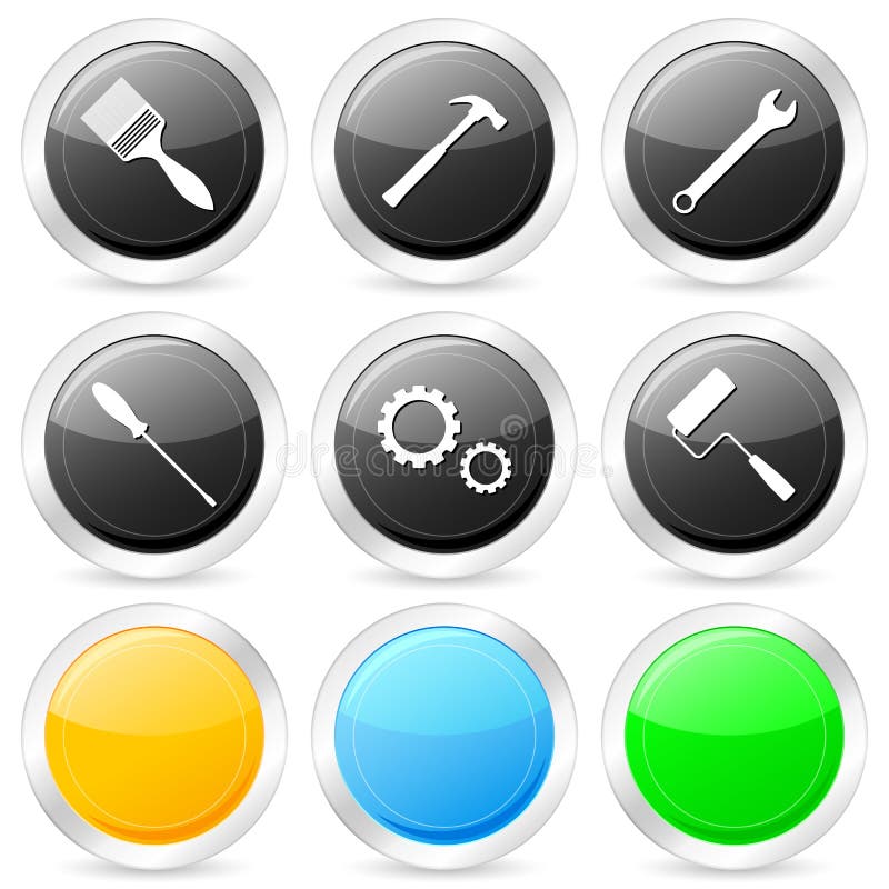 Tool circle icon set stock vector. Illustration of paint - 11836805