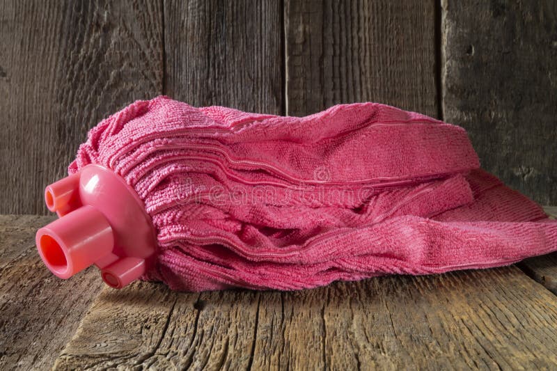 Pink Microfiber Mop Head on the Floor Stock Photo - Image of housework ...