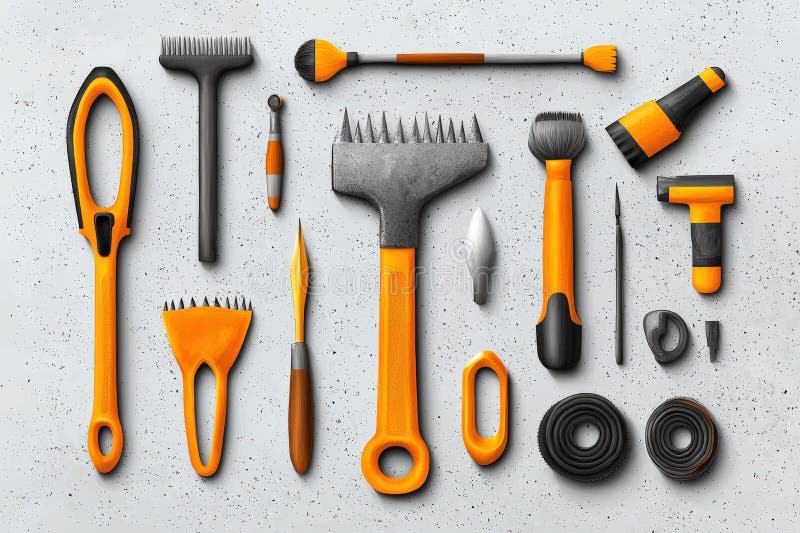 Tool Collection with Orange Handles Isolated Stock Illustration ...