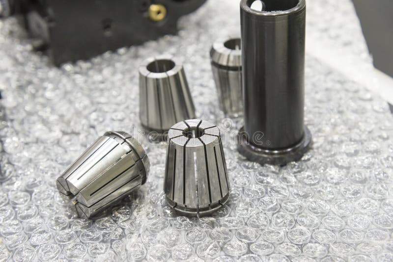 The Tool Collets Set on the Bubble Absorb Stock Photo - Image of collet ...