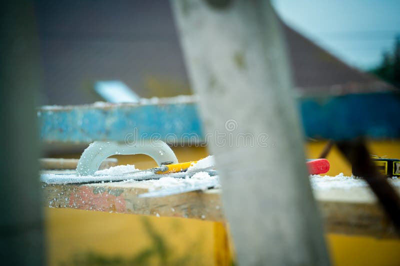 Grater for Leveling Foam Close-up. Grinding Grater for Styrofoam Stock ...