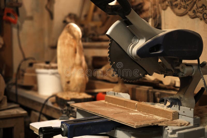 Tool for Cutting Wood. Workspace for the Master of Wood Carving ...