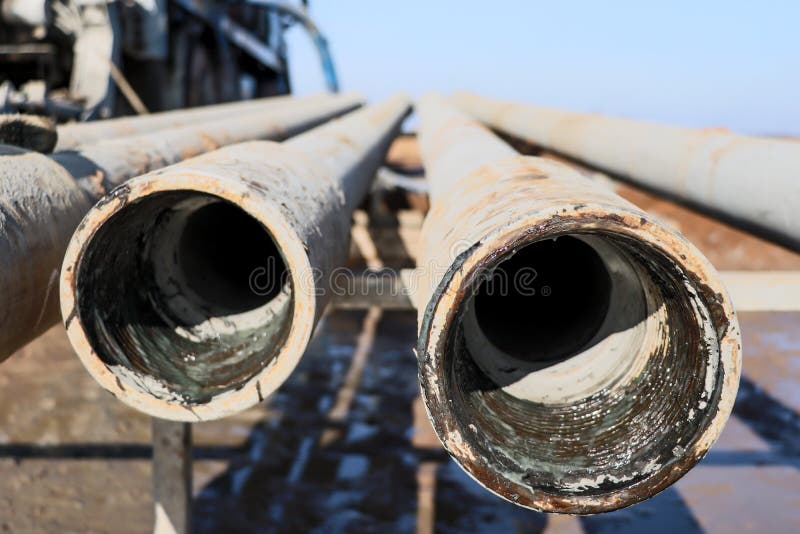 Tool for Drilling Rig. Pipes for Deep Drilling. Stock Image - Image of ...
