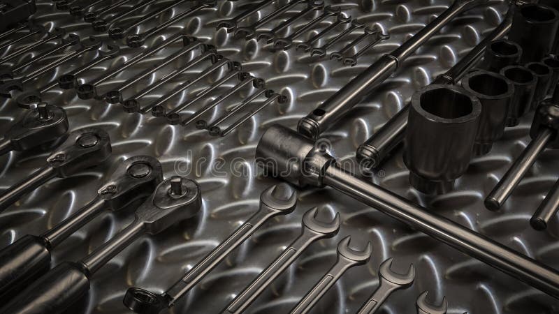 Tool Equipment for Garage Concept 3d Rendering Stock Illustration ...