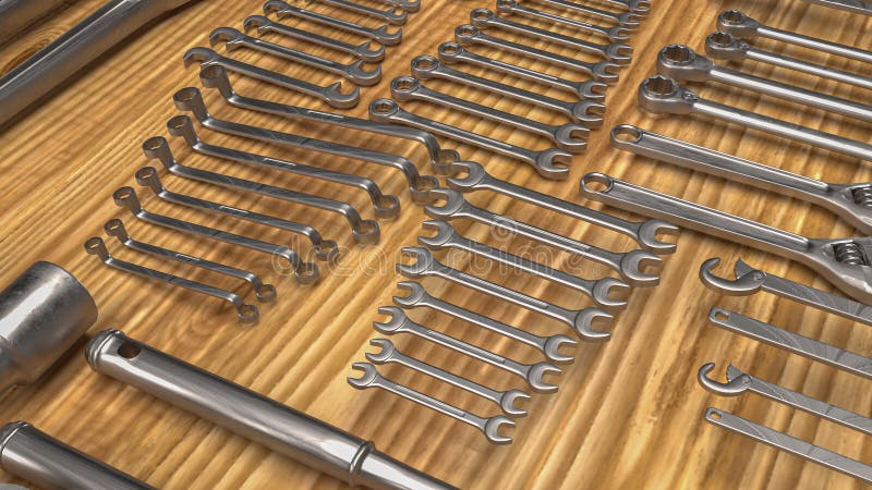Tool Equipment for Garage Concept 3d Rendering Stock Illustration ...