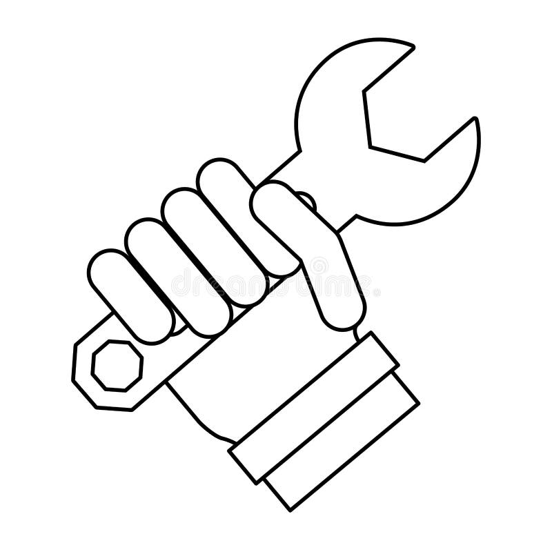 Tool in Hand Technical Service Emblem Stock Illustration - Illustration ...