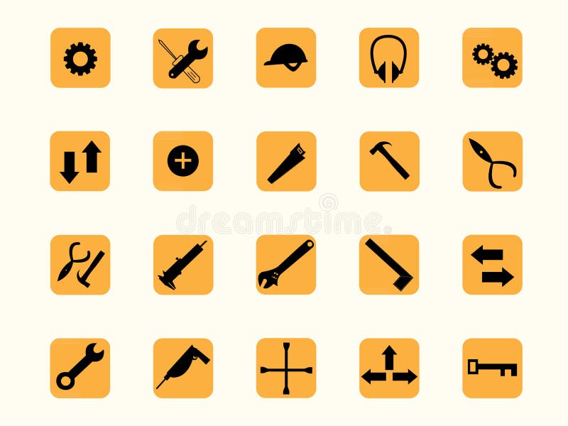 Tools Web Button - Gold Round Stock Vector - Illustration of cutter ...