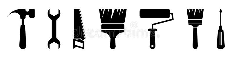 Tool Icon Set. Construction Tools. Instrument Symbol or Pictogram ...