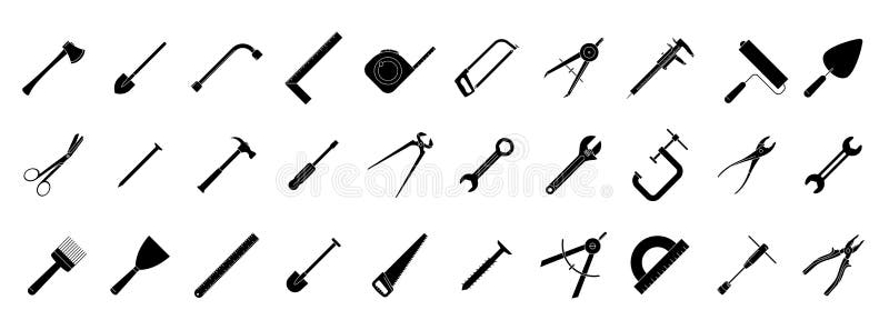 Tool Icon. Set of Hand Tool Icons. Black Tool Icons Stock Vector ...