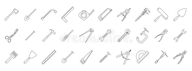 Tool Icon. Set of Hand Tool Linear Icons. Vector Tool Icons Stock ...