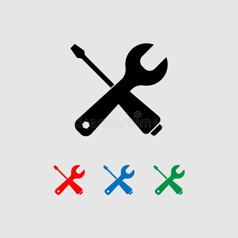 Tools Icon Vector a Wrench and a Screwdriver Stock Vector ...