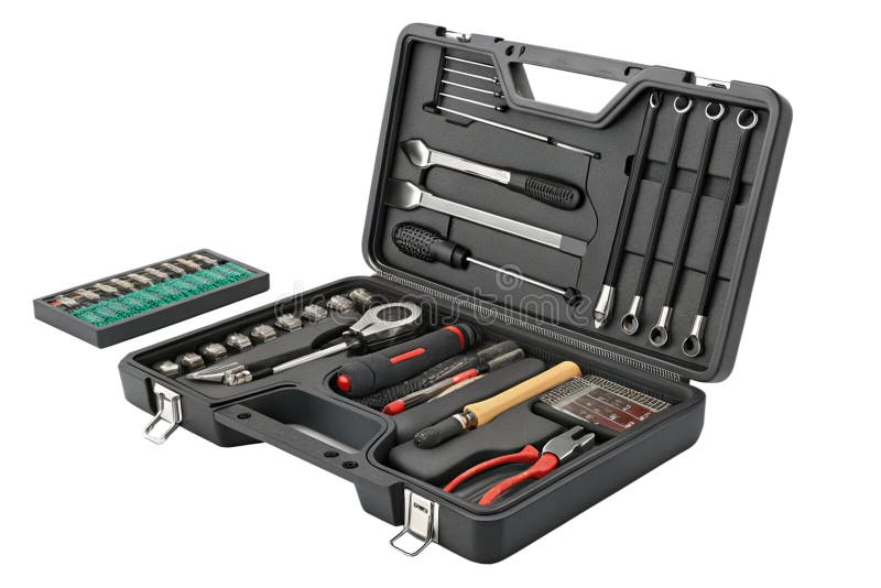 Tool Kit Case Filled with Various Hand Tools Repair Equipment, Isolated ...