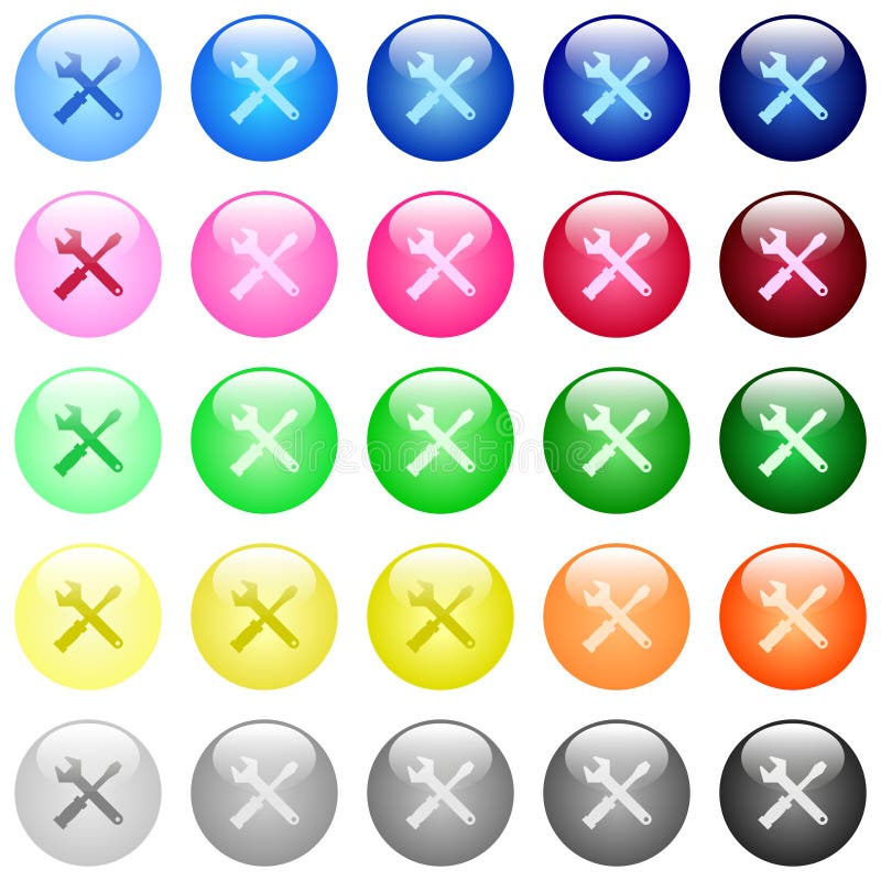 Tool Kit Icons in Color Glossy Buttons Stock Vector - Illustration of ...