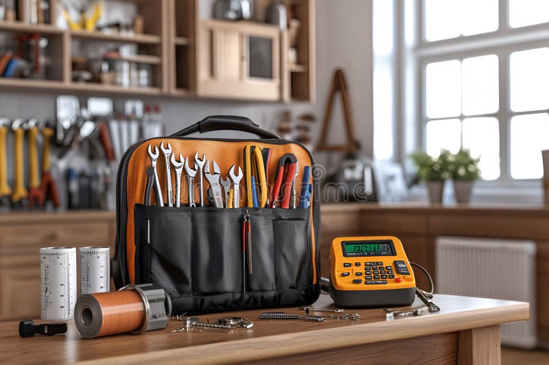 Tool Kit with Wrenches in Workshop Setting Stock Illustration ...