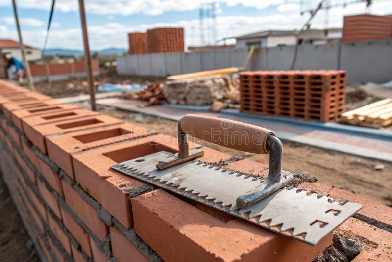Tool for Laying Bricks in Construction Stock Illustration ...