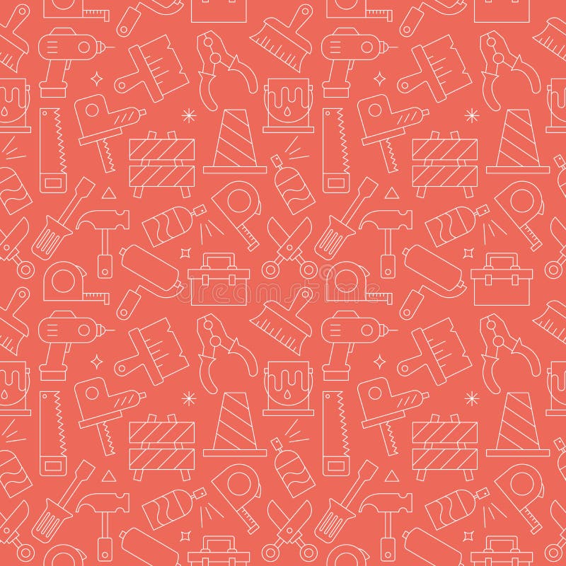 Tool line icon pattern set stock vector. Illustration of wrench - 52137030