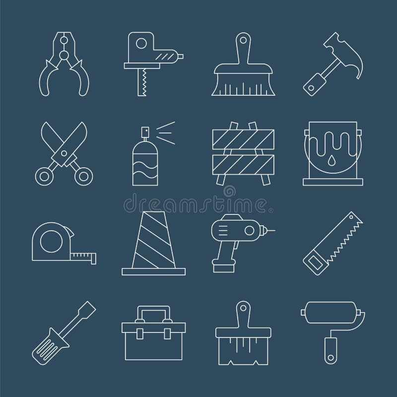 Tool line icon set stock vector. Illustration of background - 52136438