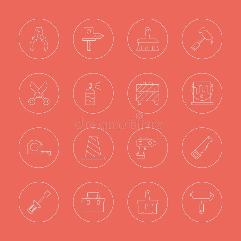 Tool line icon set stock vector. Illustration of background - 52136438
